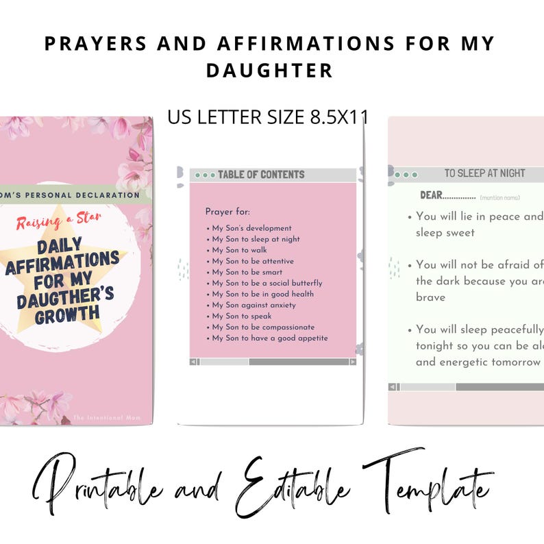 Prayers & Affirmations for Daughter, Editable Canva Template (PLR) - Etsy