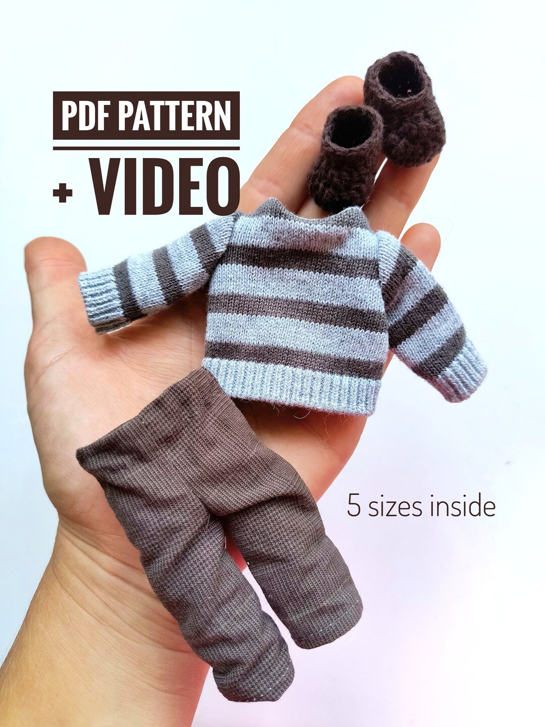 Miniature Doll Clothes Tutorial 5 Sizes: Sweater, Pants, Shoes (PDF ...