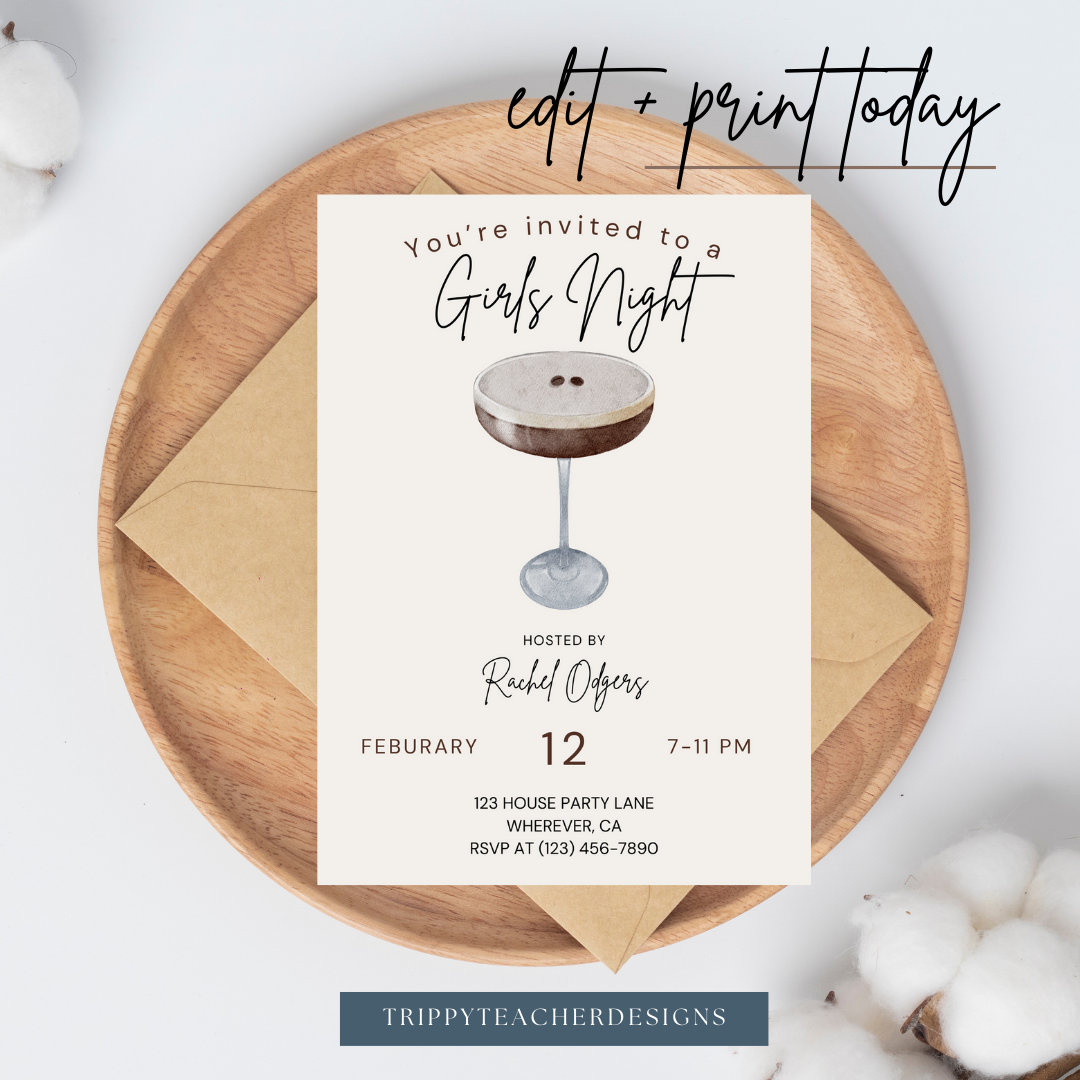 Girls Night Invitation Template, Printable Digital Download, Expresso ...