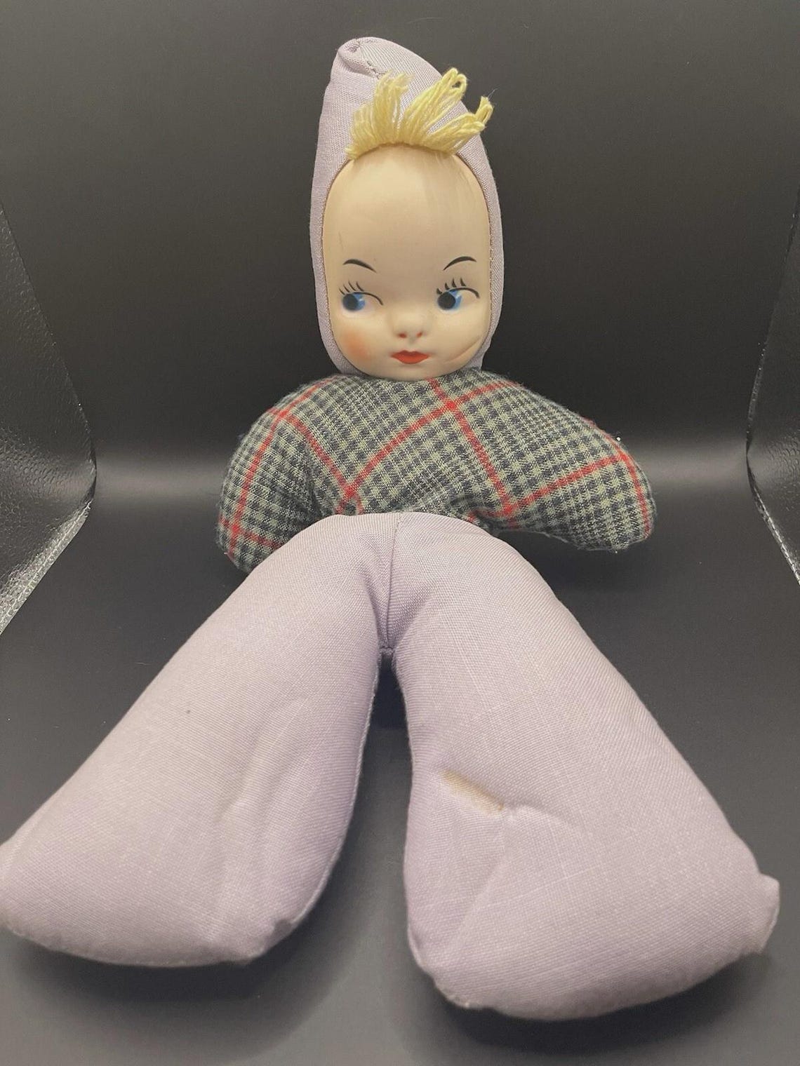 Vintage 1940's 50's Mask Face Doll Plush With Plastic Face 12” - Etsy