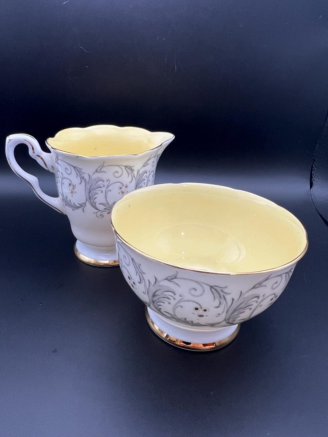 Gladstone Scroll Bone China Made in England Cream and Sugar Set - Etsy