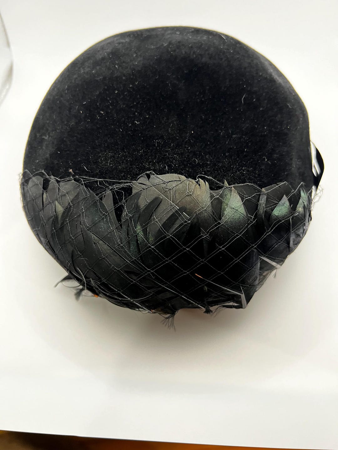 Vintage Designed by Phyllis New York Black Feather Hat Body Made in ...