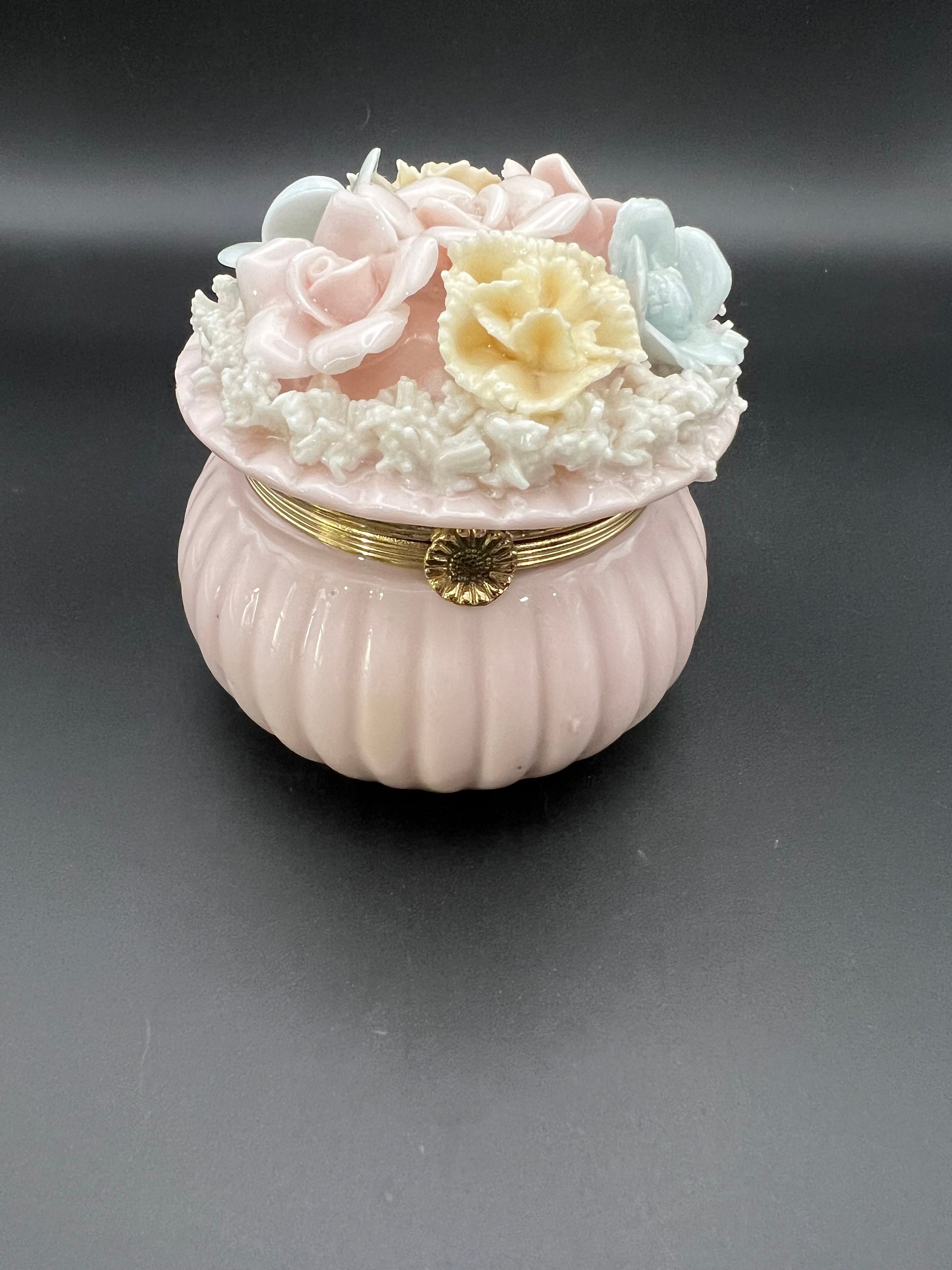 Vintage Arnart Creations Round Pink Blue & Yello Floral Porcelain ...