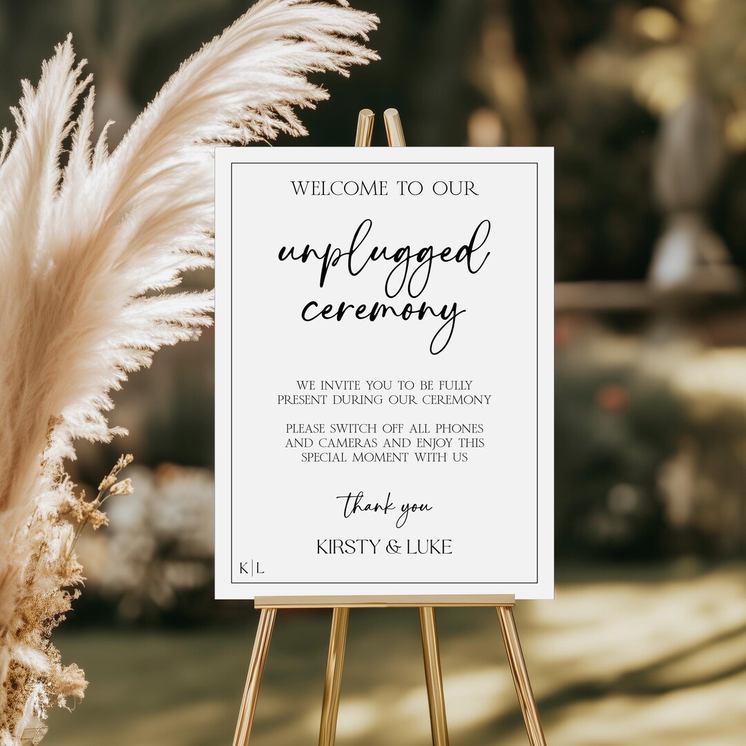 Unplugged Ceremony Wedding Sign - Rustic Wedding Welcome Board ...