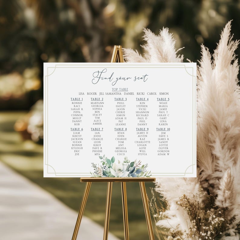 Seating Plan - Personalised Foam Board Sign - Custom Wedding Decor ...