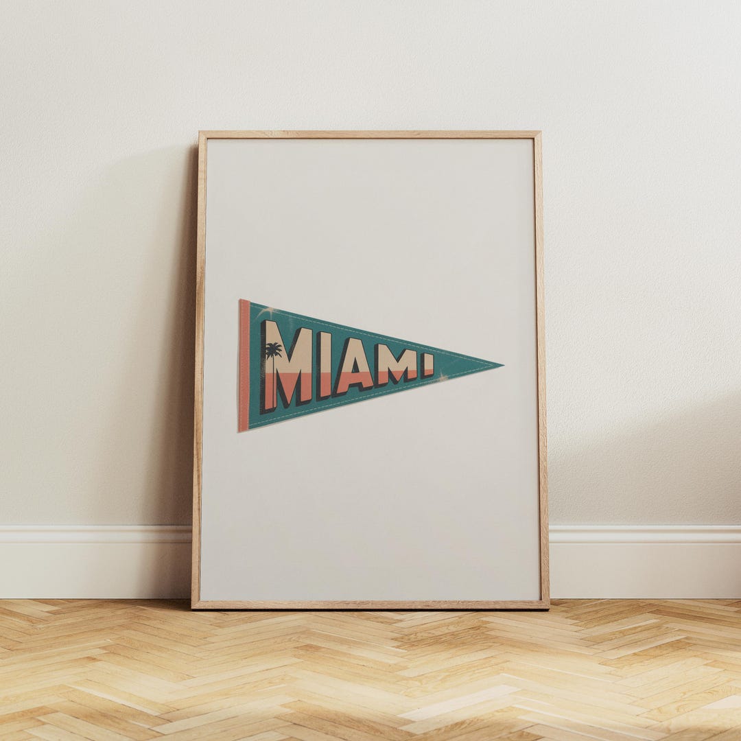 Vintage Miami Pennant Flag Print: Retro Travel Art (digital Download ...