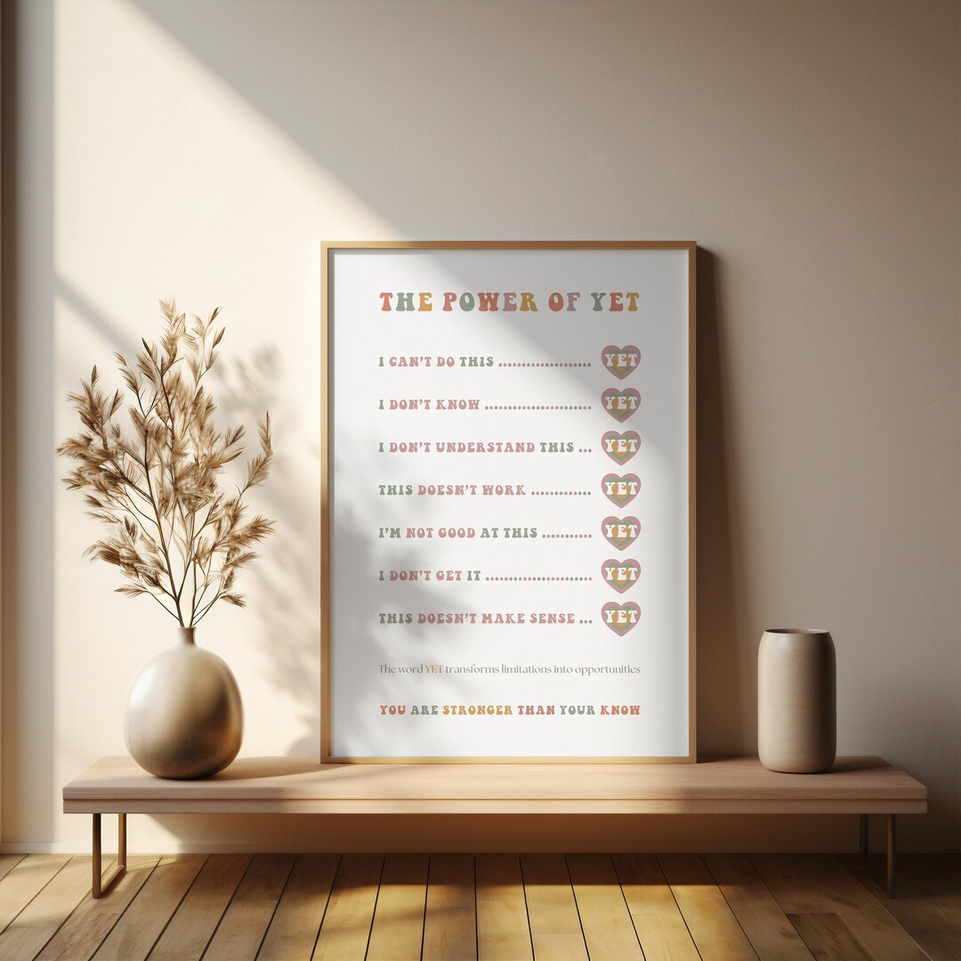 The Power of yet Growth Mindset Poster Framed Print | Therapy Office ...