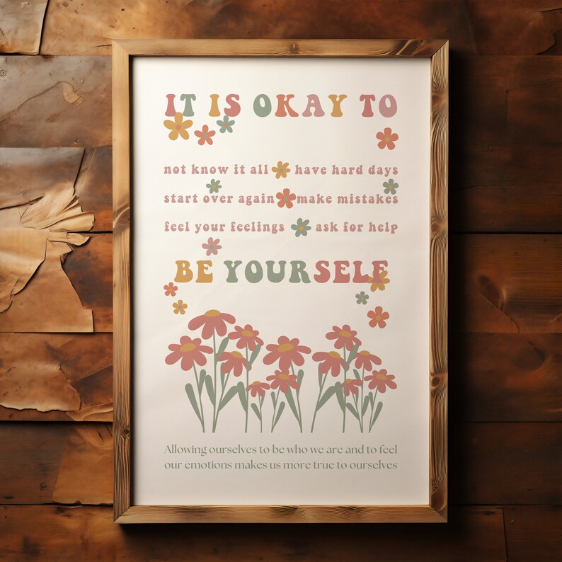 It is Okay to Be Yourself Poster Print for Therapy Office Decor School ...