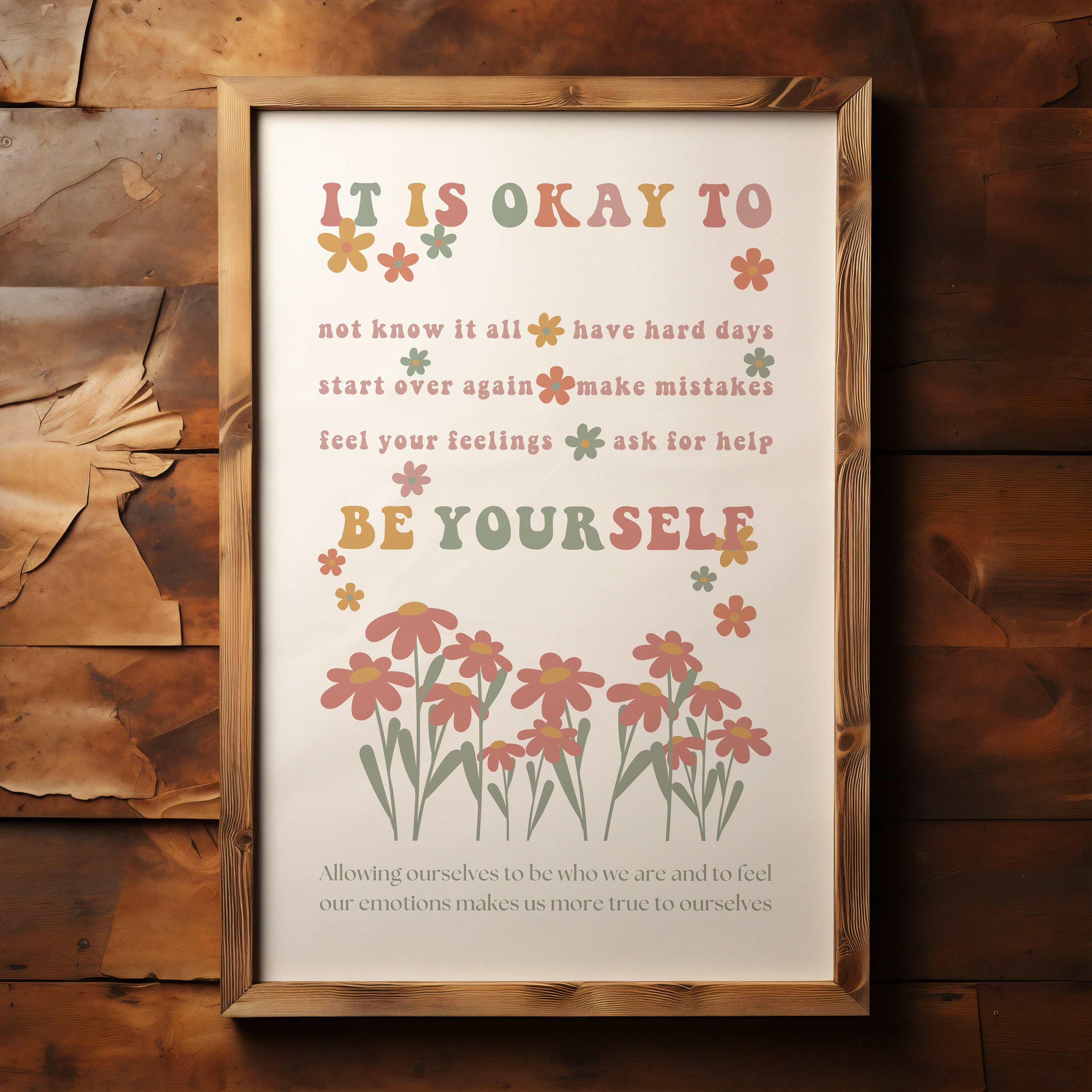 It is Okay to Be Yourself Poster Print for Therapy Office Decor School ...