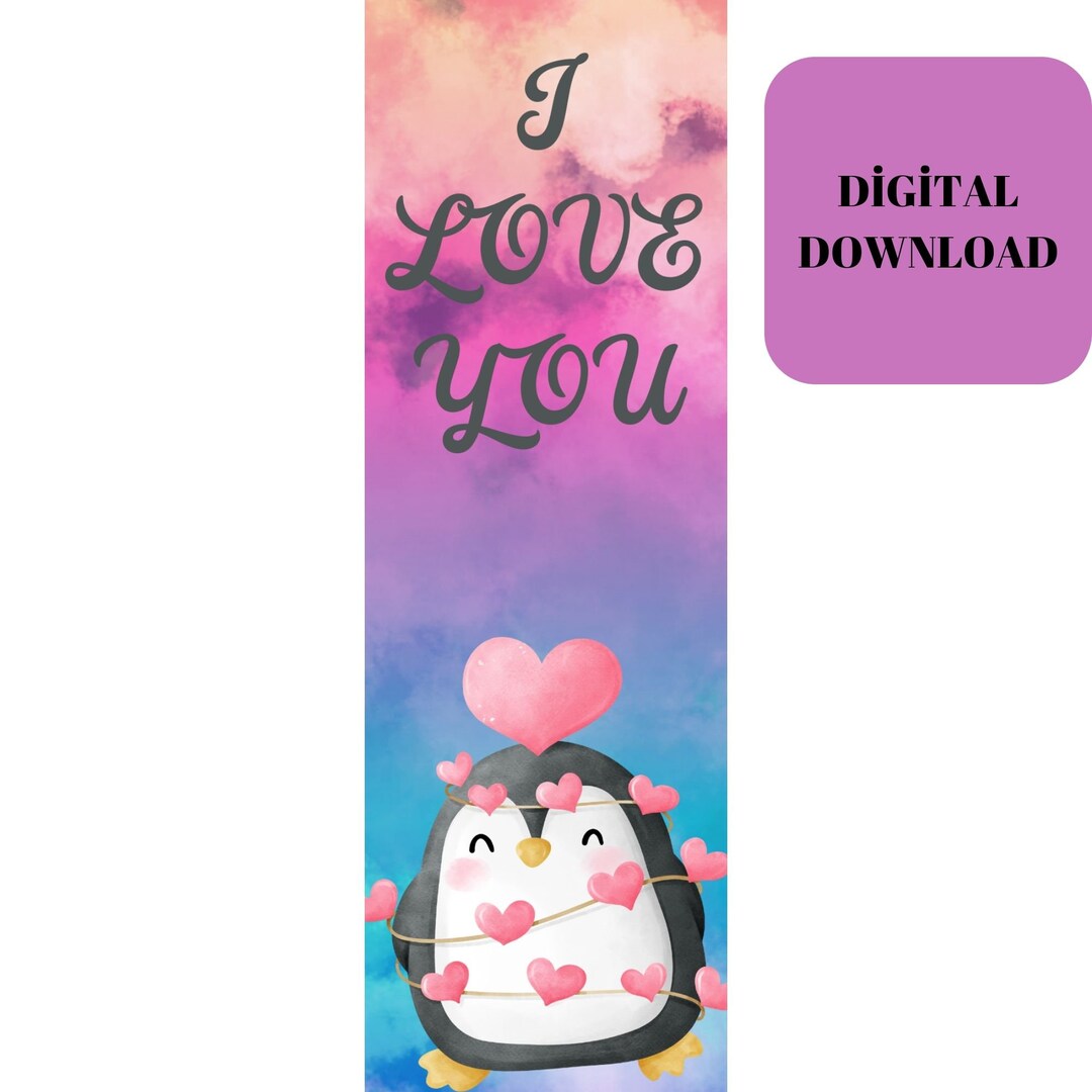 I Love You Bookmark Digital Download Valentine's Day Gift - Etsy