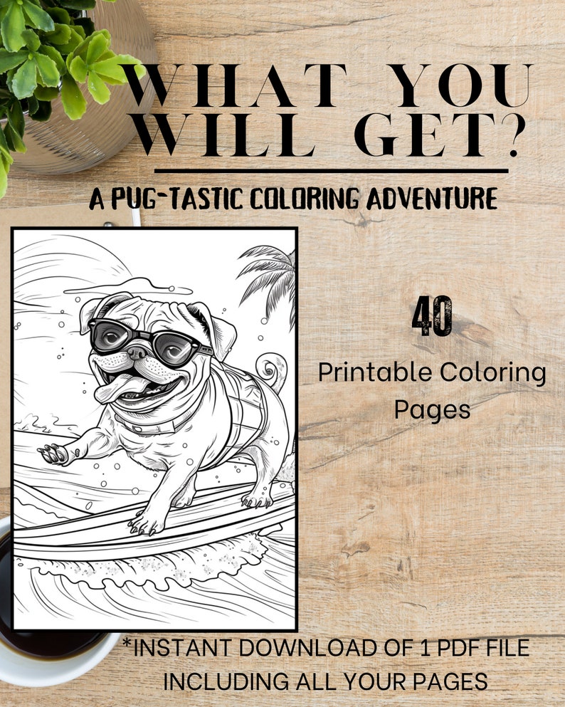 Cute Pug Coloring Pages, Adult Coloring Pages, Cute Animal Coloring ...
