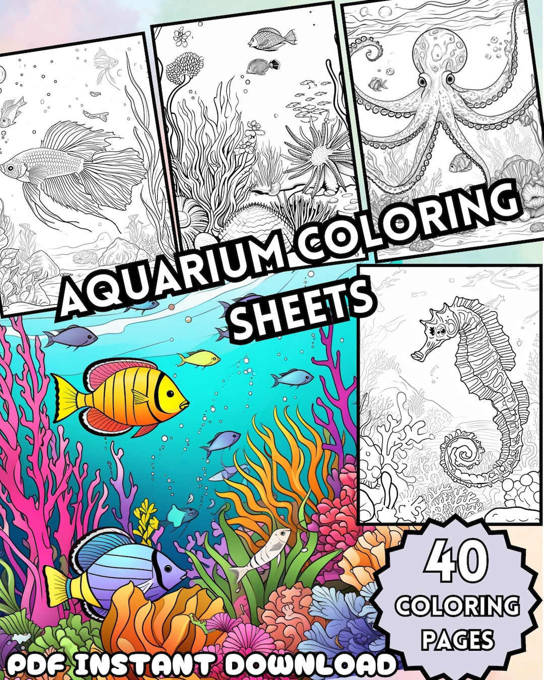 Aquarium Fish Coloring Pages, Under the Sea, Ocean Themed Coloring ...