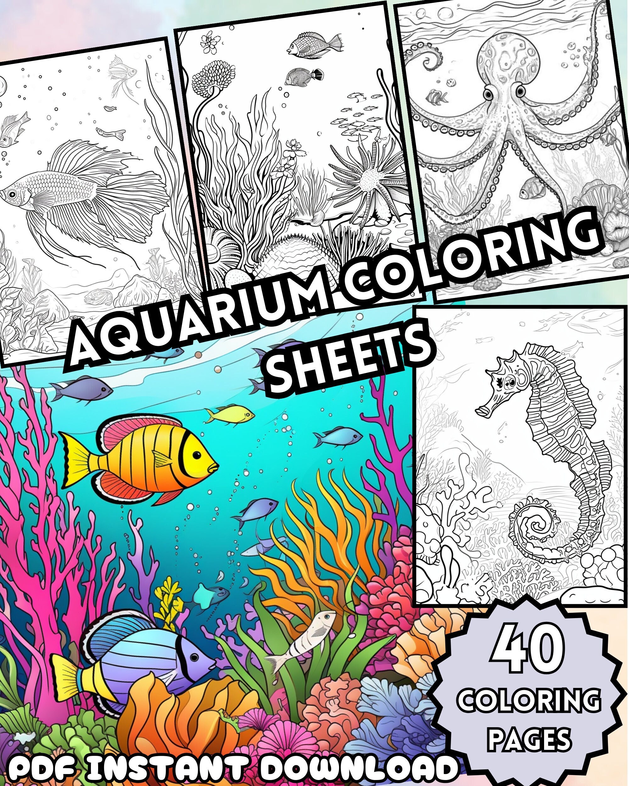 Aquarium Fish Coloring Pages, Under the Sea, Ocean Themed Coloring ...