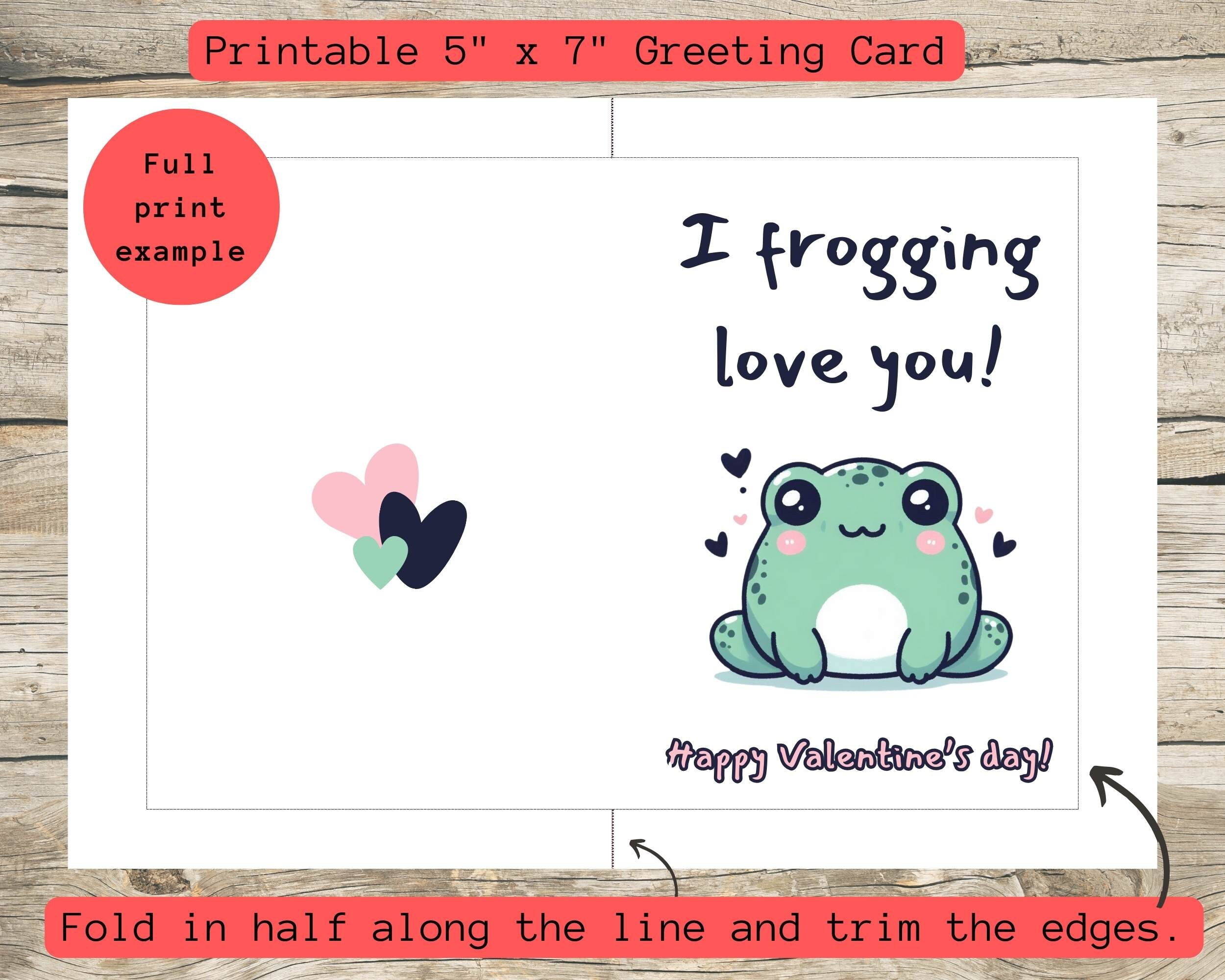 Happy Valentine's Day Printable Card Cute Frog I Frogging Love You ...