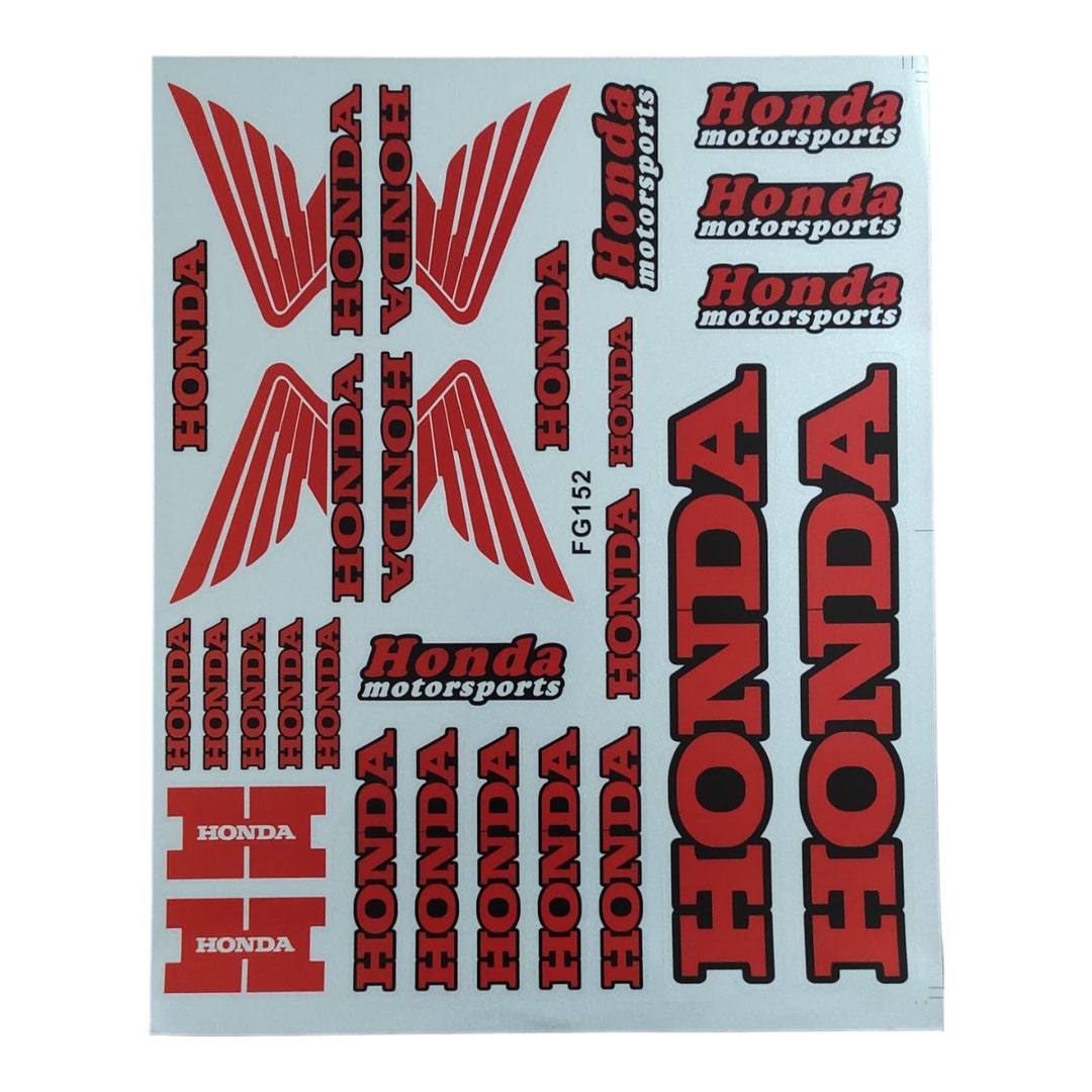 Kit of 27 Honda Motorcycle Stickers With Sponsor Decal in Reflective ...