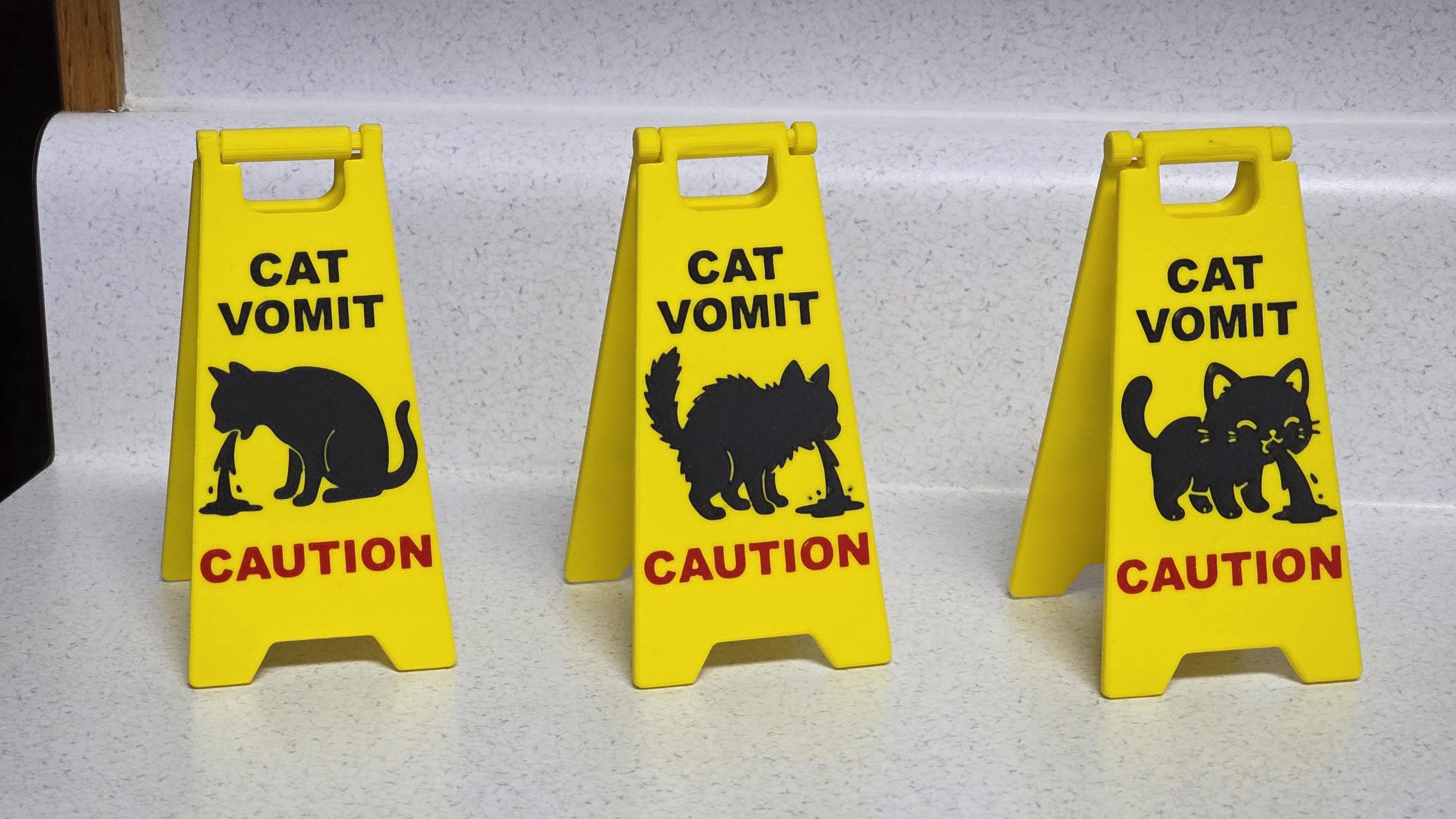 Cat Vomit Wet Floor Sign V2, V3, V4 Graphic Options | Updated Hinge ...