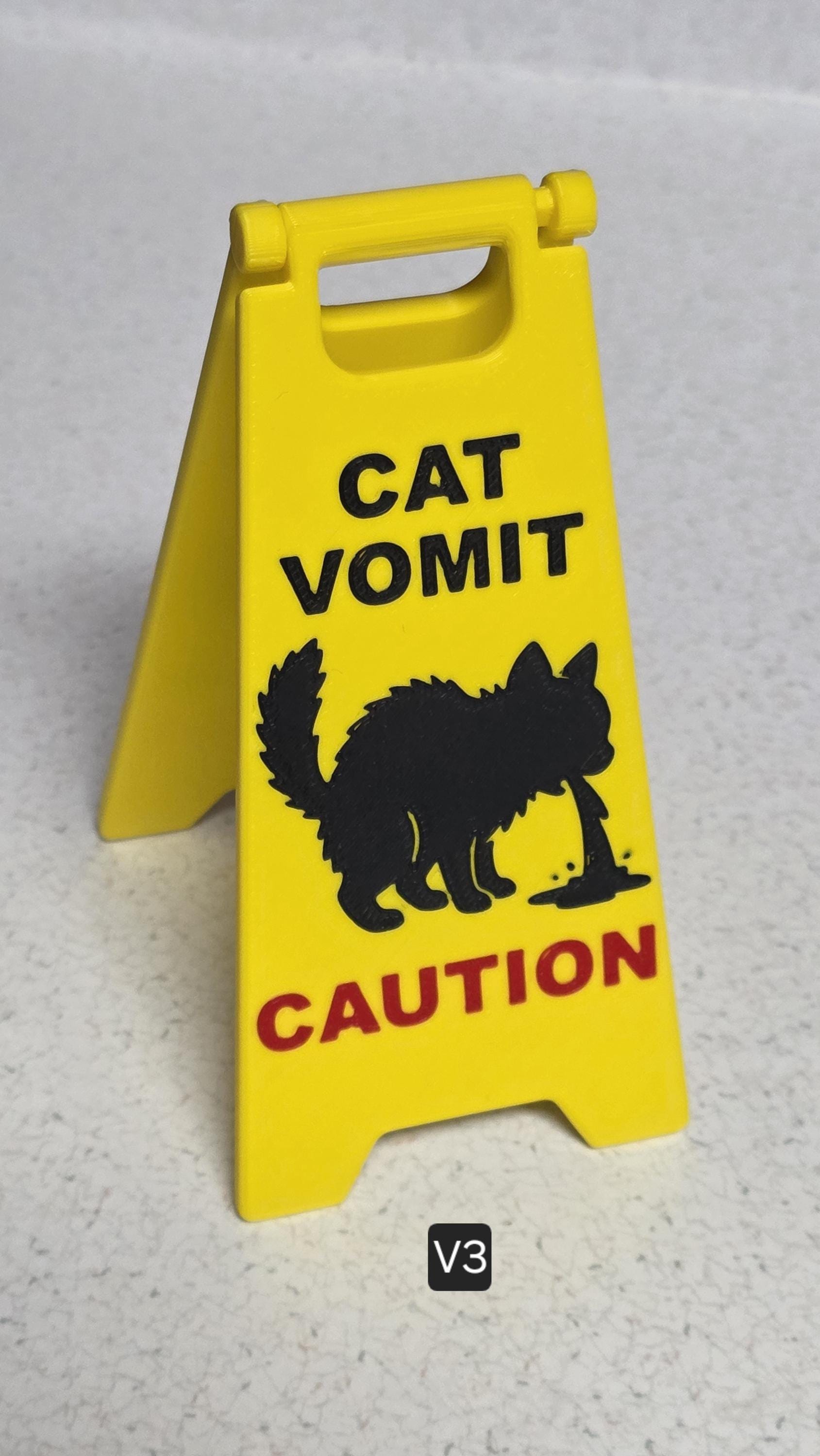 Cat Vomit Wet Floor Sign V2, V3, V4 Graphic Options | Updated Hinge ...