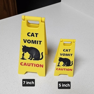 Cat Vomit Wet Floor Sign V2, V3, V4 Graphic Options | Updated Hinge ...