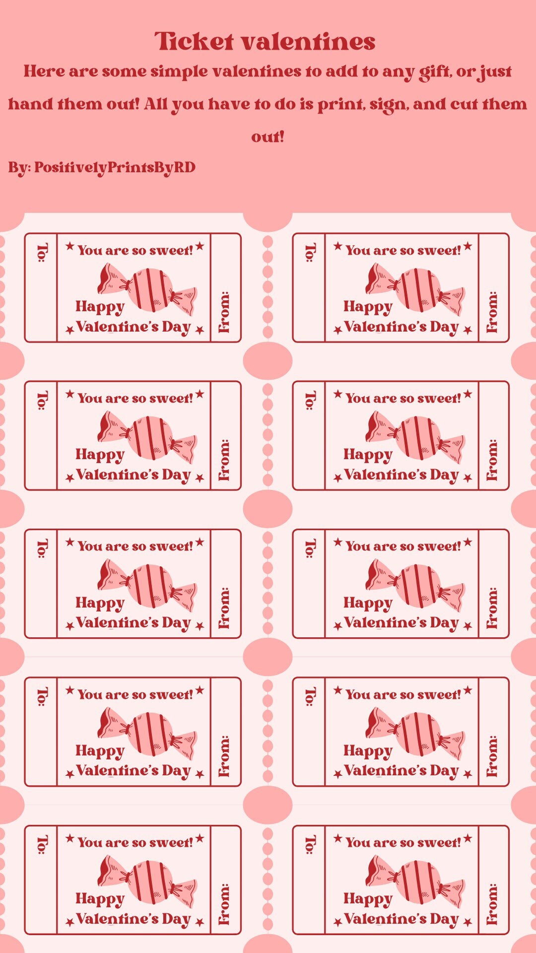 Cute Ticket Valentines - Etsy