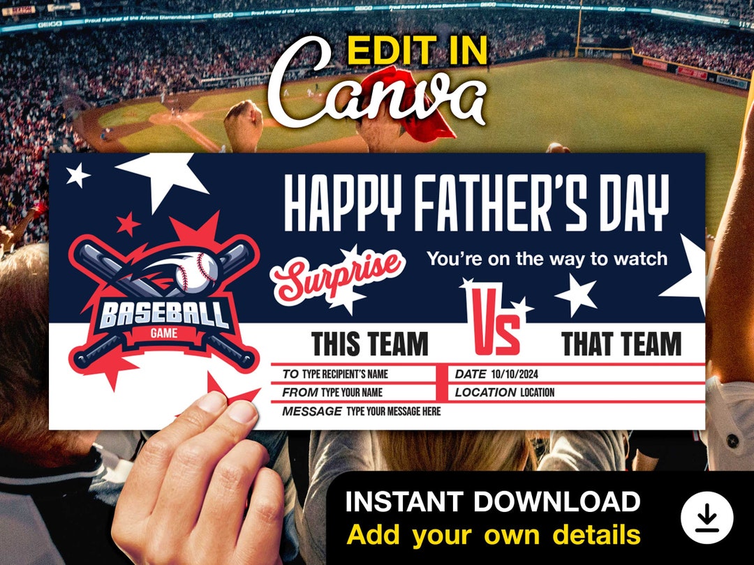 Personalized Baseball Game Gift Voucher Template Printable Digital Gift ...