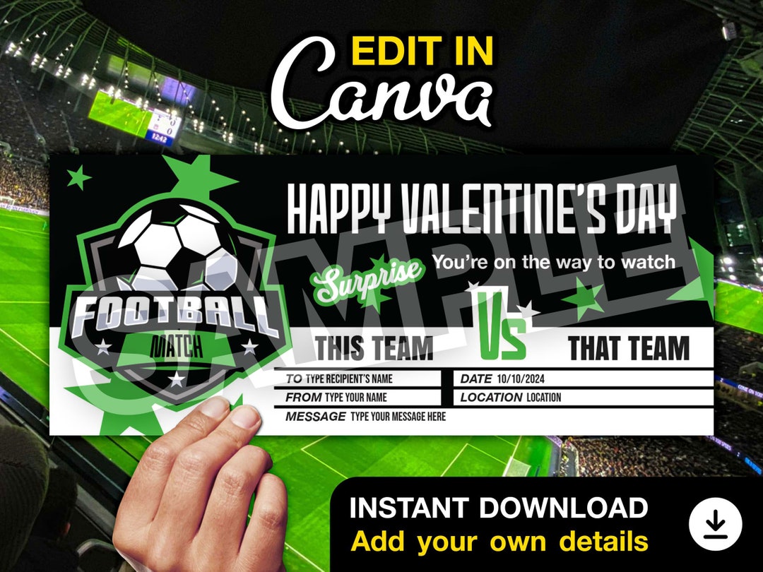Personalized Football Game Gift Voucher Template - Printable Digital ...