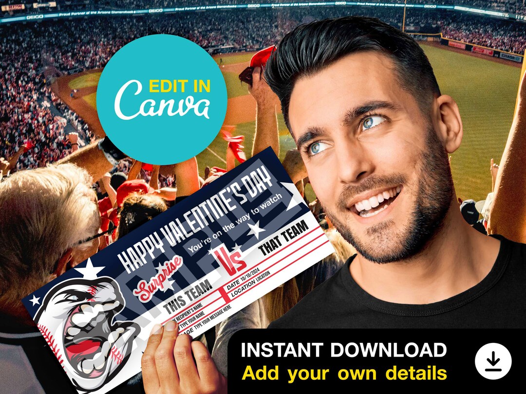 Personalized Baseball Game Gift Voucher Template Printable Digital Gift ...