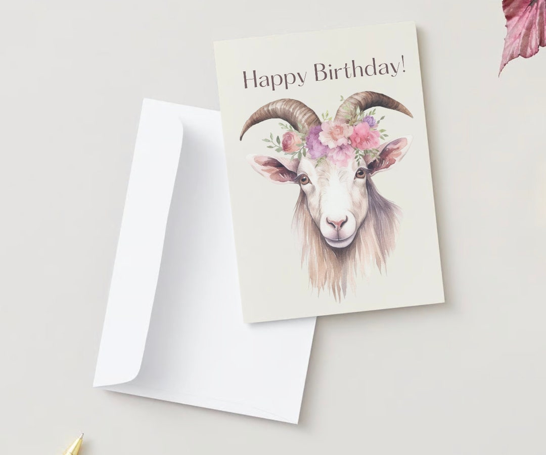 PRINTABLE Whimsical Goat Birthday Card - Etsy
