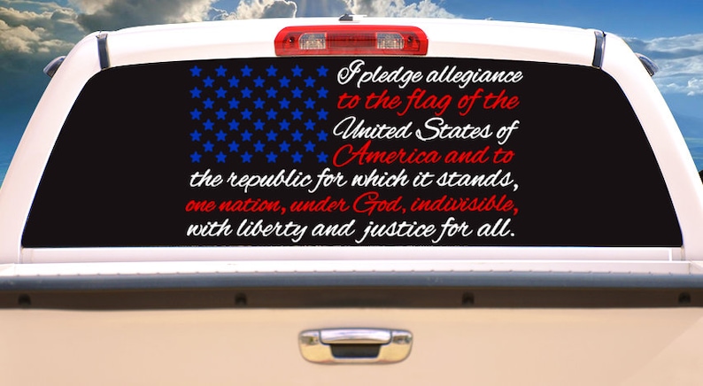 Red, White & Blue American Flag Pledge of Allegiance Vinyl Decal Window ...