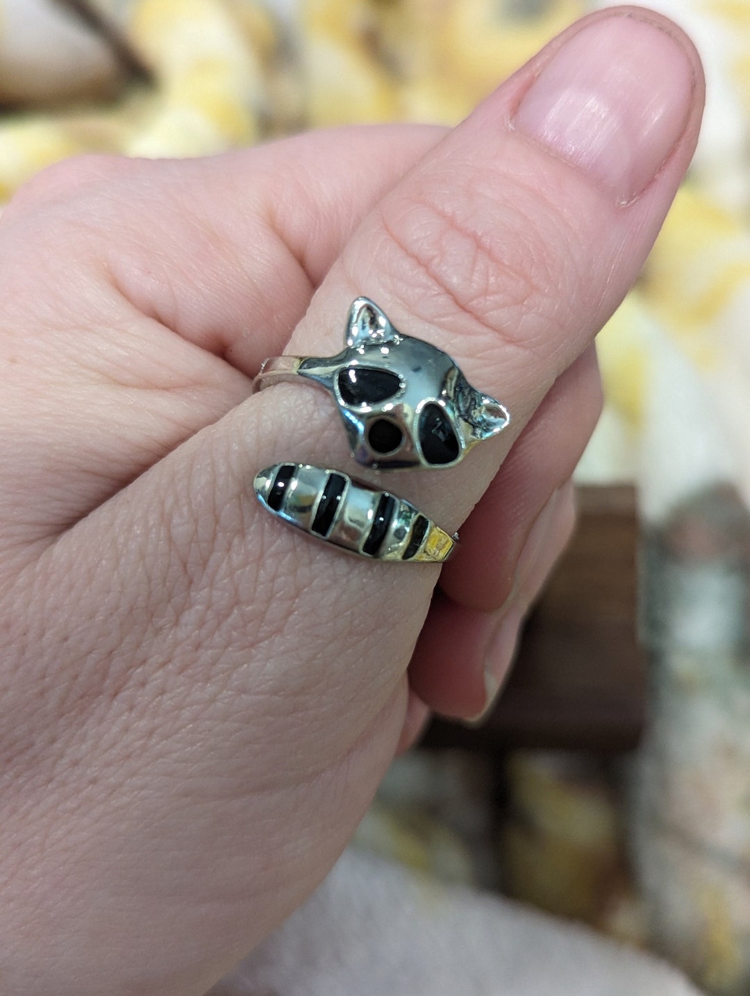 Raccoon Ring Adjustable With Free Shipping | Silver Tone | Trash Panda ...