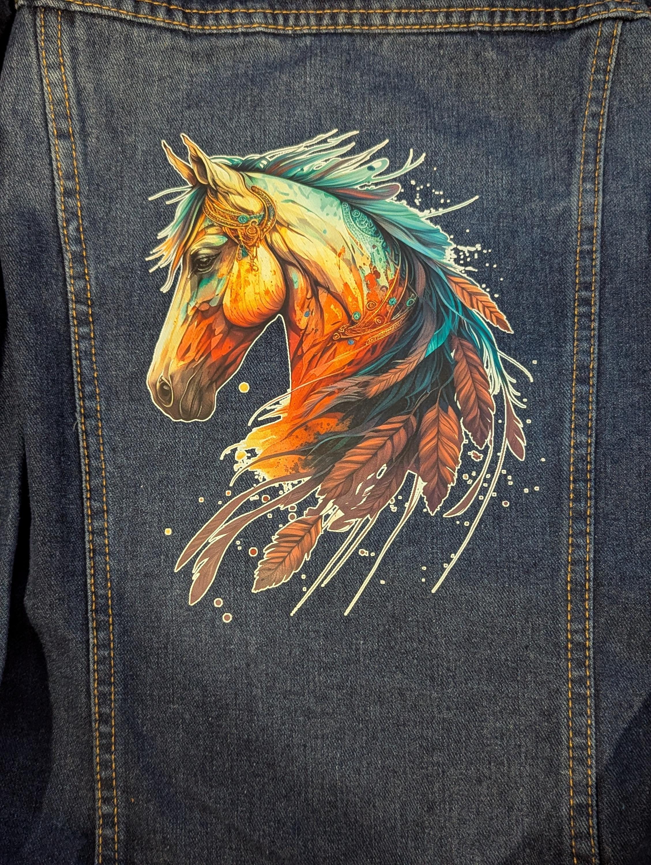 Horse Denim Jacket - Etsy Horse Denim Jacket - Etsy