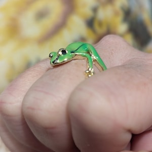 Frog Ring Adjustable | Best Friend Rings in Green or Blue With Gold ...