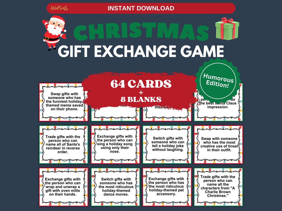 Christmas Gift Exchange Game Printable Christmas Game White Elephant ...