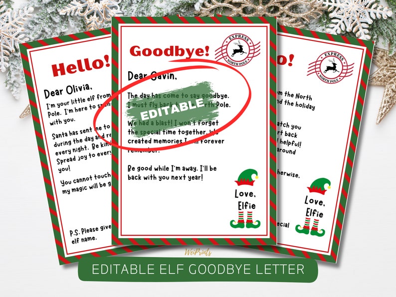 EDITABLE Elf Goodbye Letter, Elf Departure Letter, Elf Leaving Letter ...