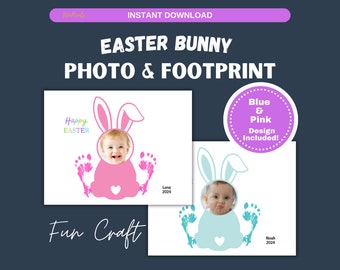 Easter Bunny Footprint Craft Printable Baby First Easter Handprint Art ...