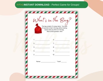 What's in the Bag Christmas Game Printable Christmas Game Christmas ...
