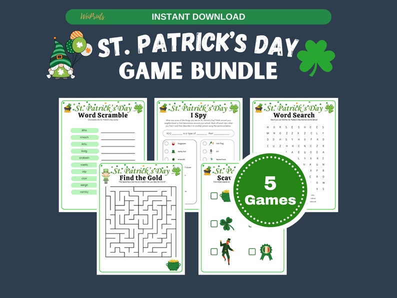 St Patricks Day Printable Games | St Patricks Games Bundle | St ...