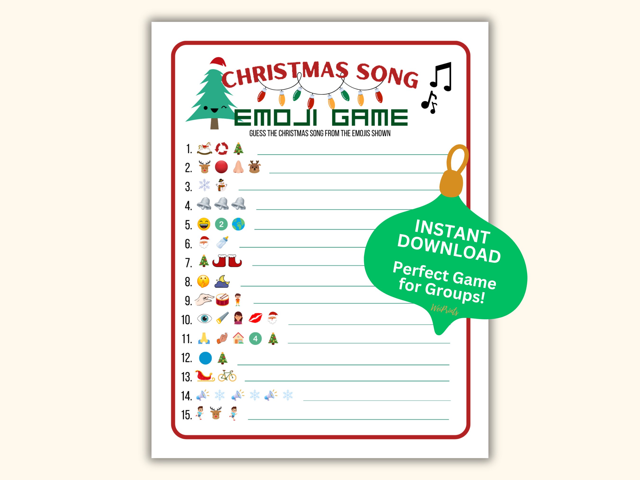 Christmas Emoji Pictionary Christmas Songs Christmas Printable Game ...