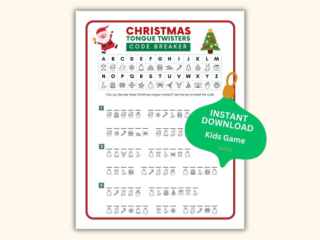 Tongue Twisters Secret Message Game Christmas Code Game Printable ...