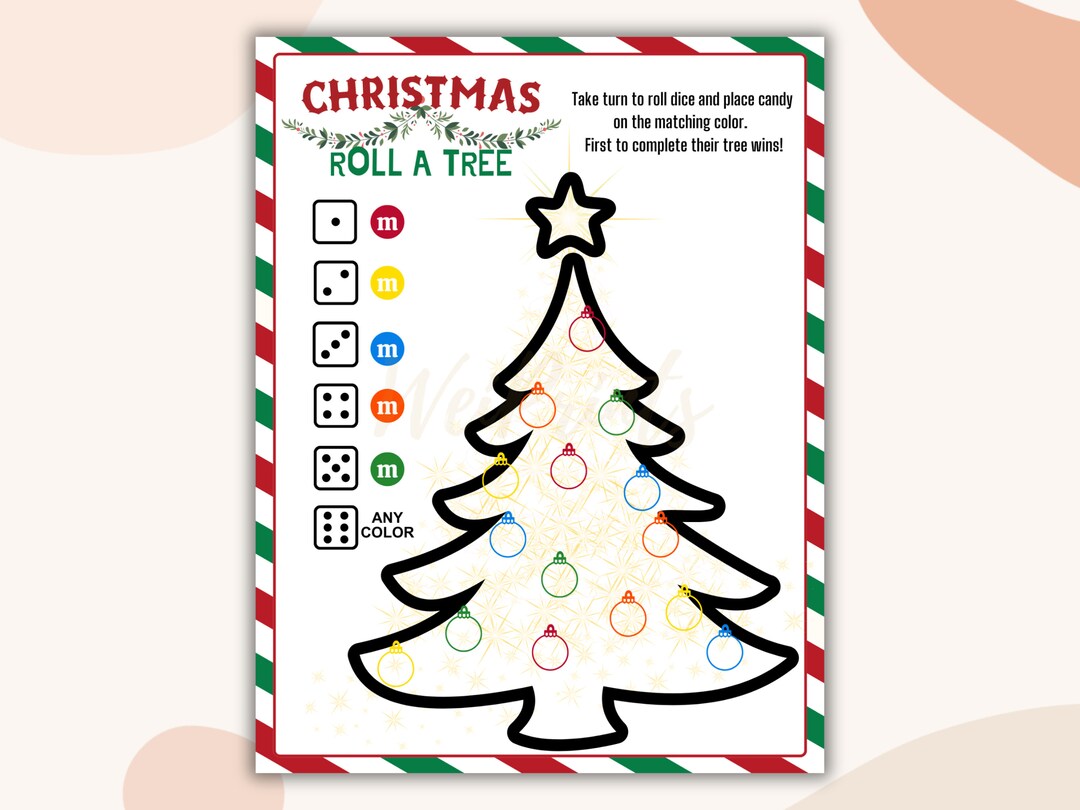 Roll A Tree Dice Game Printable Christmas Game Christmas Activity for ...