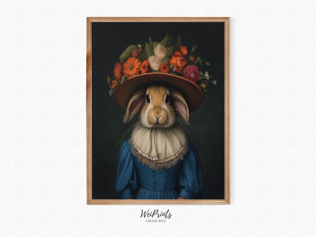 Renaissance Animal Portrait, Royal Rabbit Portrait, Renaissance Animal ...