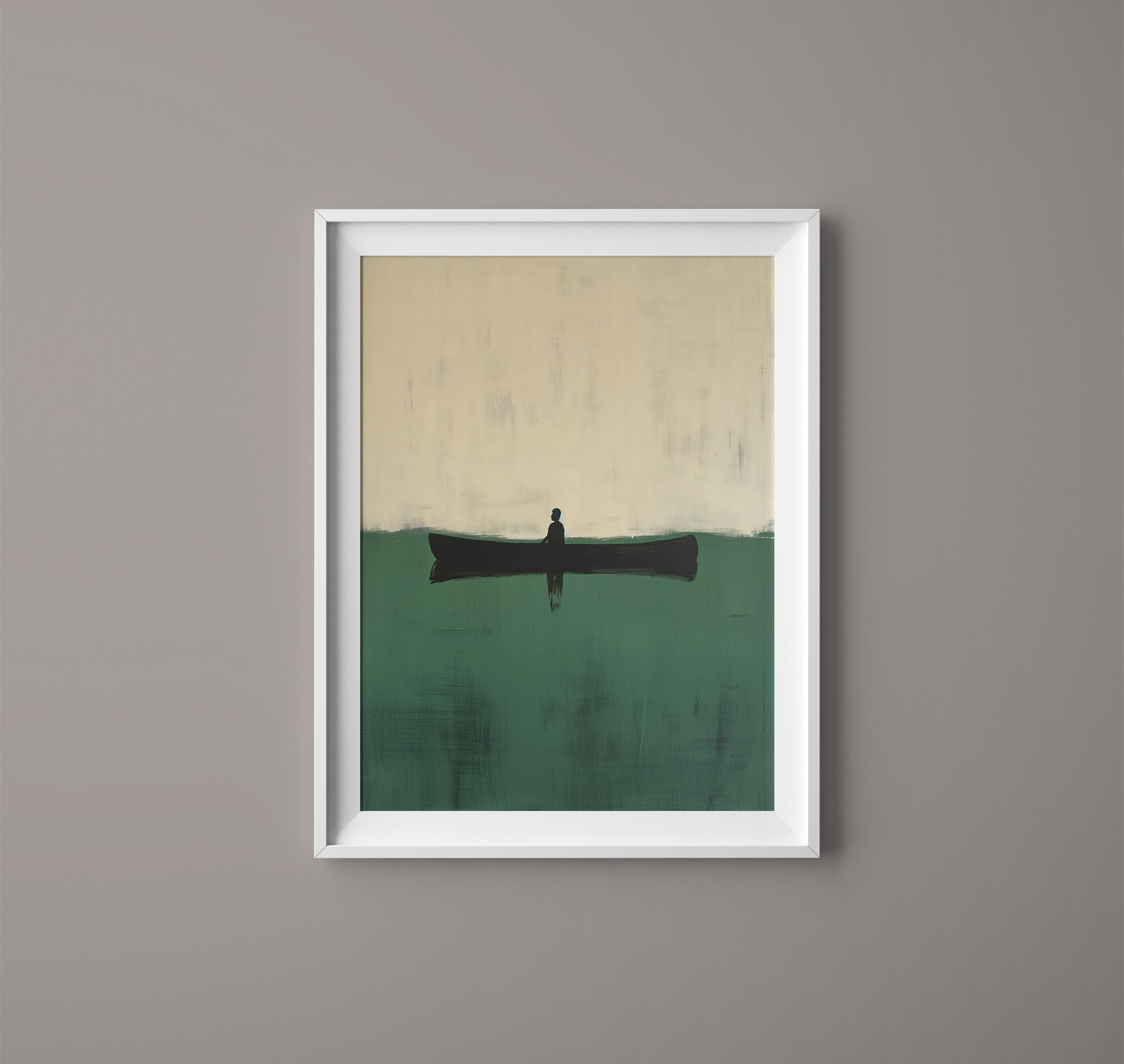 Minimalist Canoe Painting, Wall Decoration Painting, Canoe Printable ...