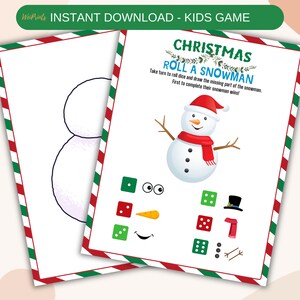 Roll A Snowman Game Printable Christmas Game for Kids Winter Activity ...