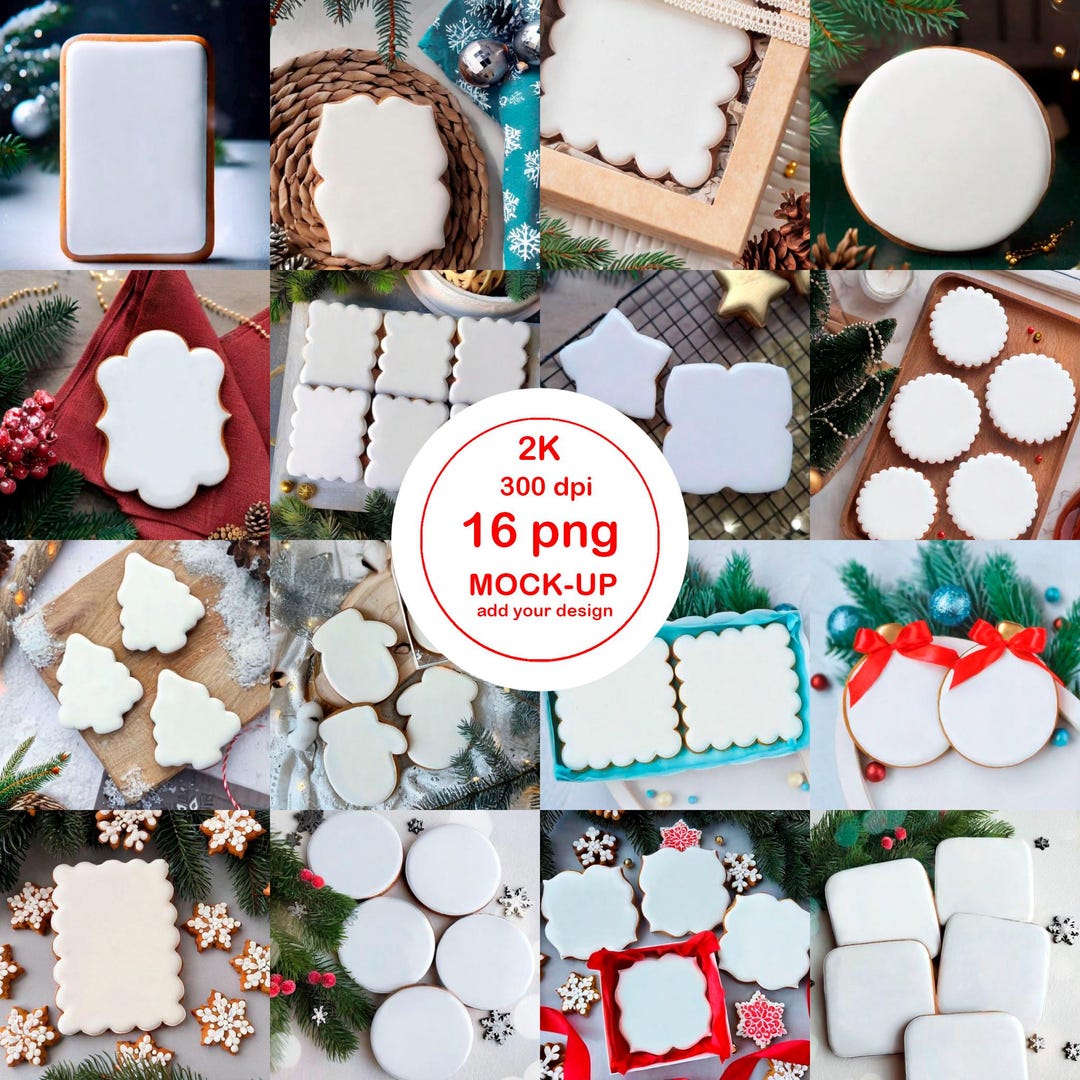 Christmas Cookies Mockup, Mockup Edible Prints, Gingerbread Mockup ...