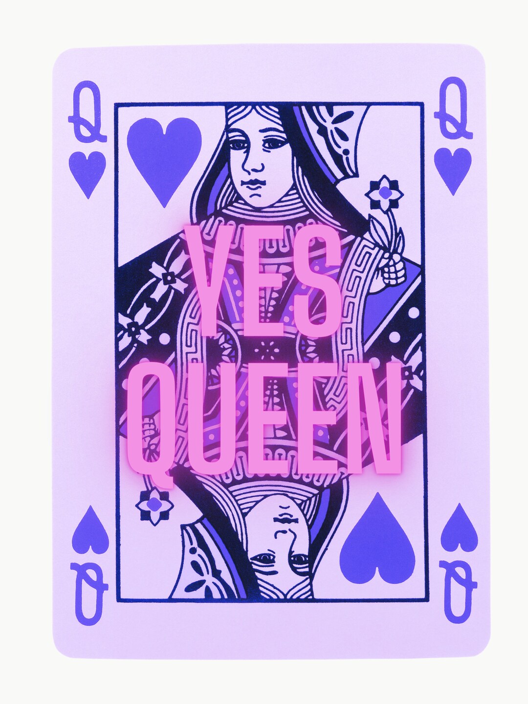 Yes Queen Digital Art - Queen of Hearts Digit Print in Purple - Etsy