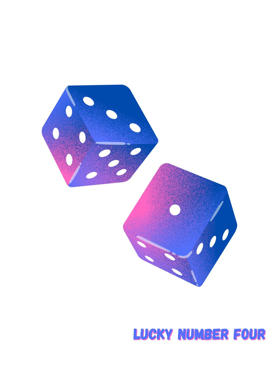 Lucky Number 4 Dice Digital Art - Blue/pink - Etsy