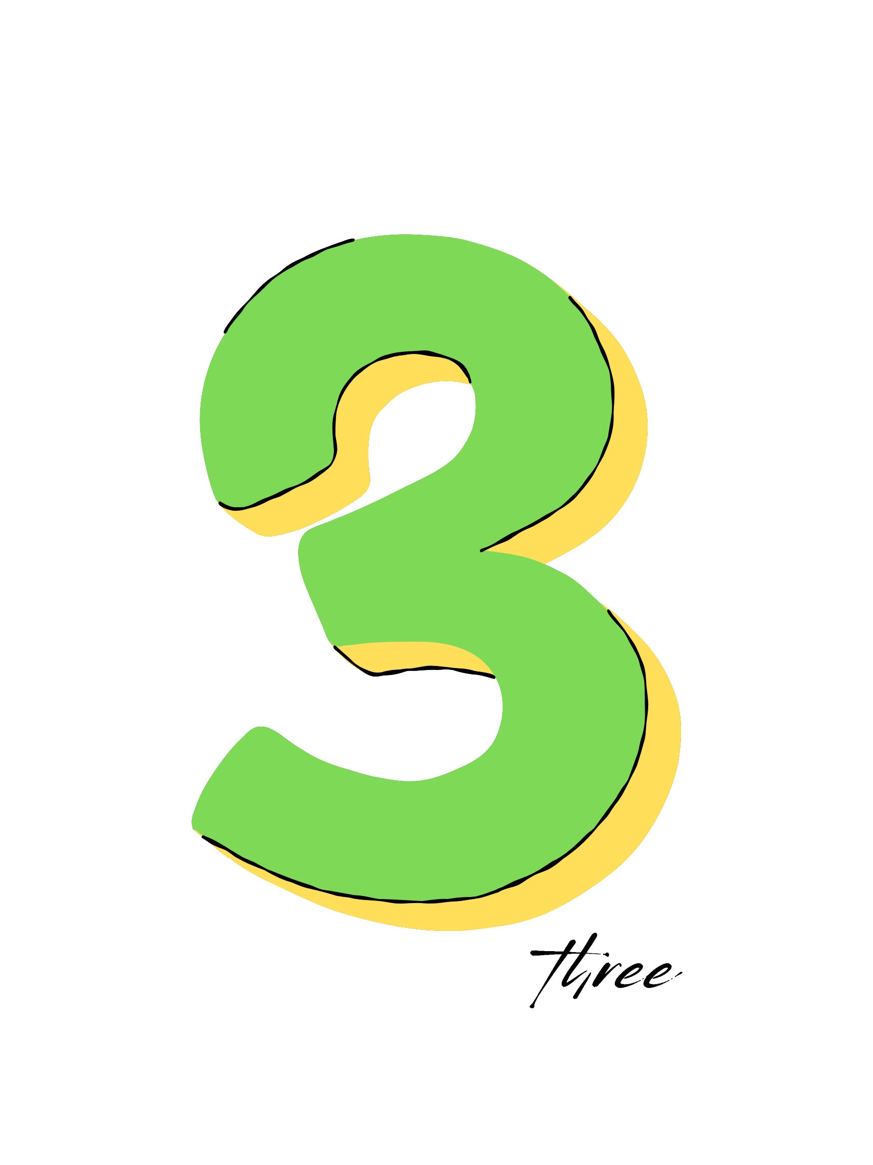 Number 3 Digital Art - Etsy