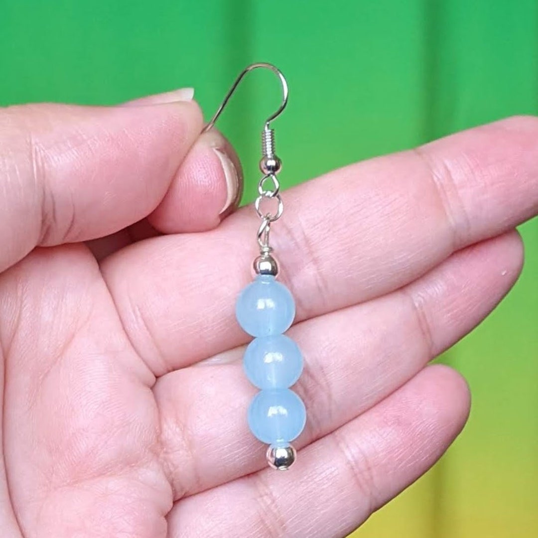 Pastel Blue Bead Trio Earring Set - Etsy