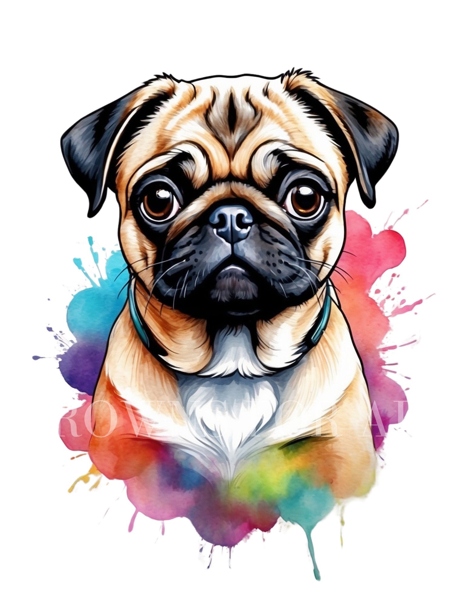 Cute Pug Clipart Bundle - 5 High Quality Jpgs - Digital Downloads ...