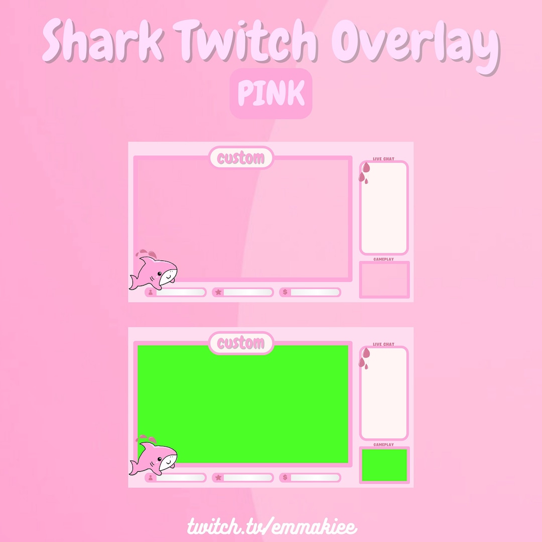 Pink Shark Themed Twitch Overlay for Streaming and Streamers by ...
