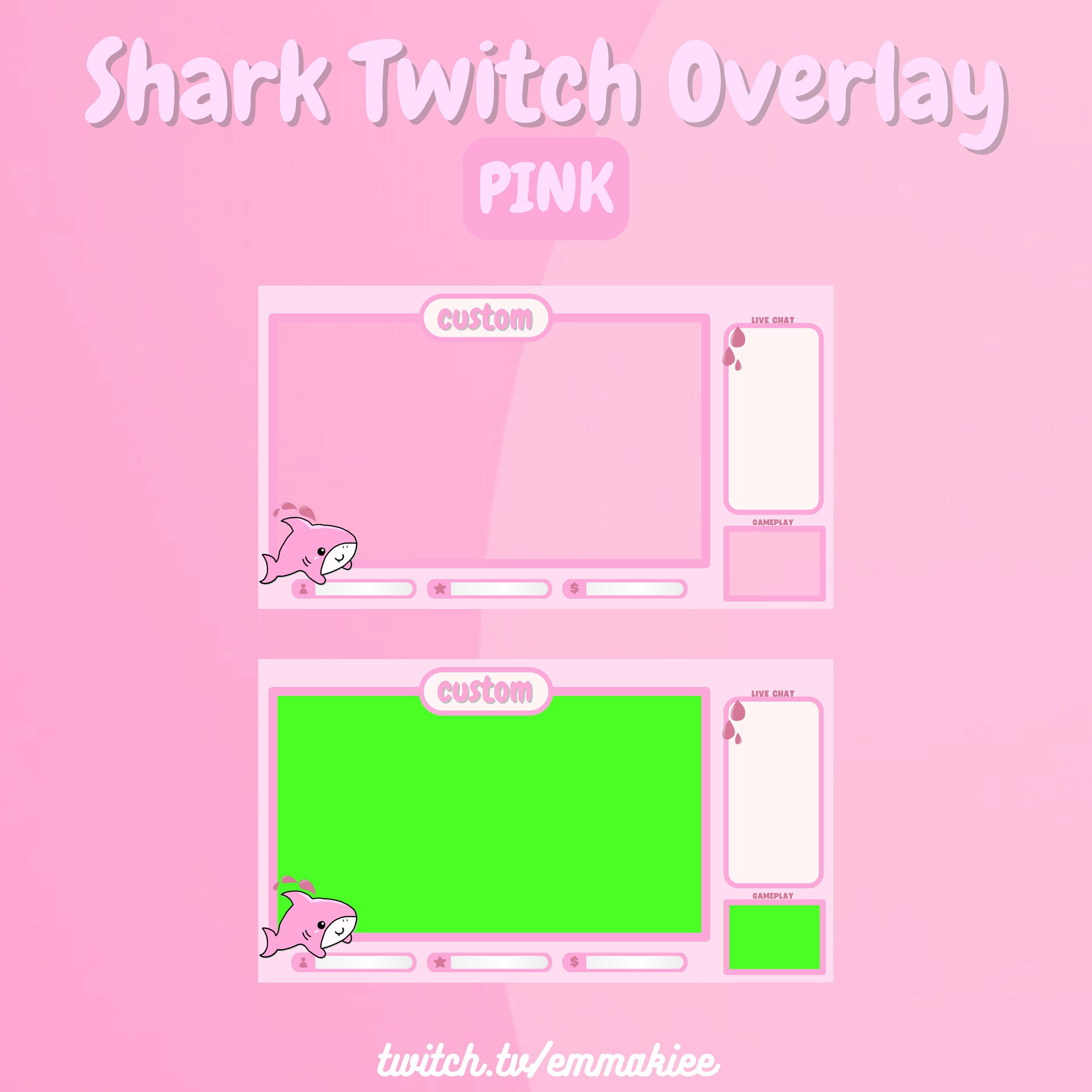 Pink Shark Themed Twitch Overlay for Streaming and Streamers by ...